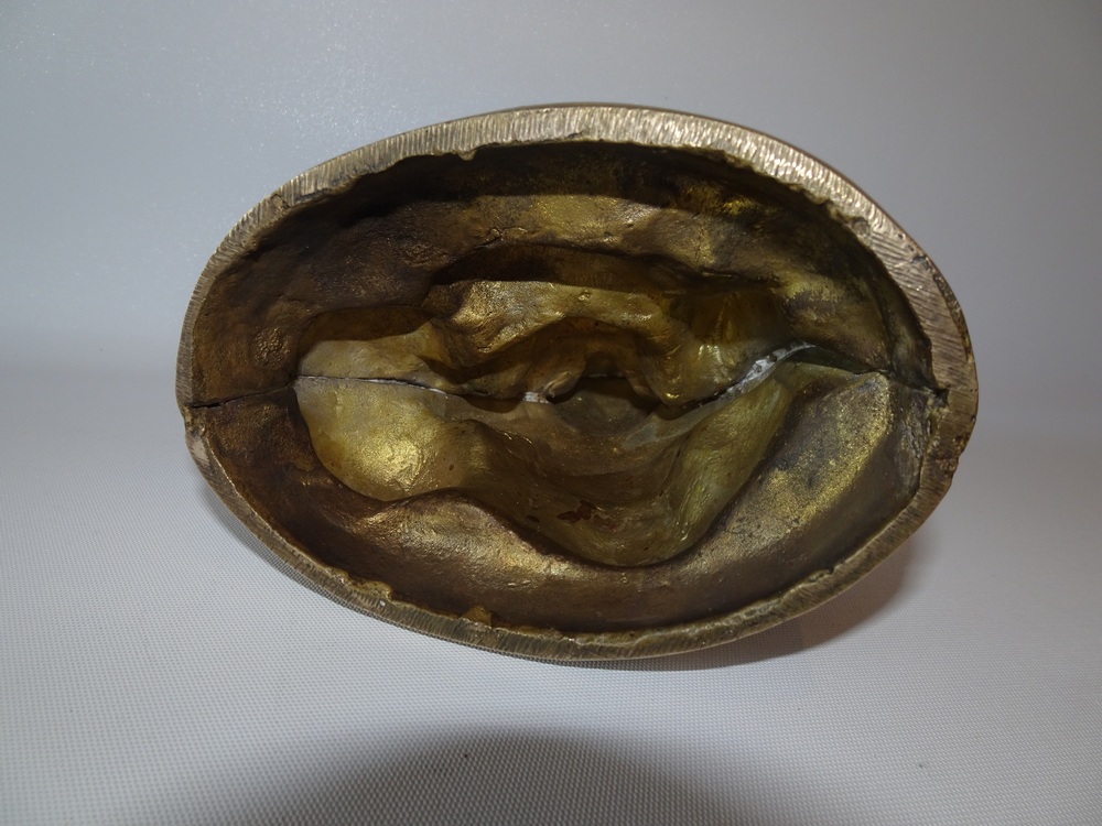 Vintage Brass Seated Lord Ganesha Writing with Rat at Feet