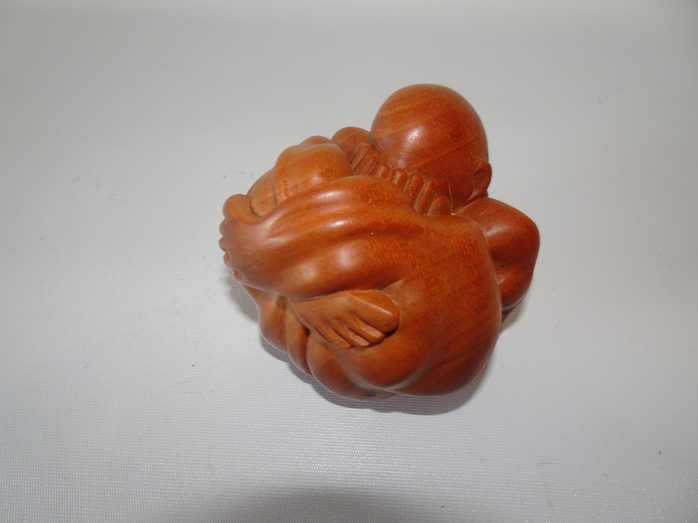 Vintage Carved Wooden Weeping Buddha