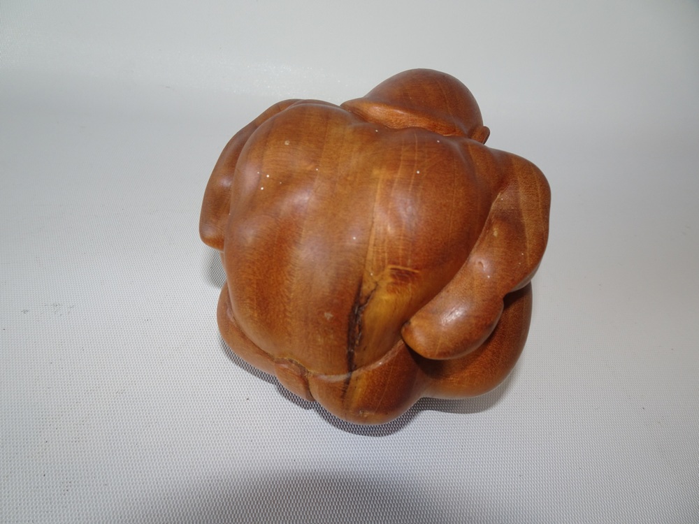 Vintage Carved Wooden Weeping Buddha