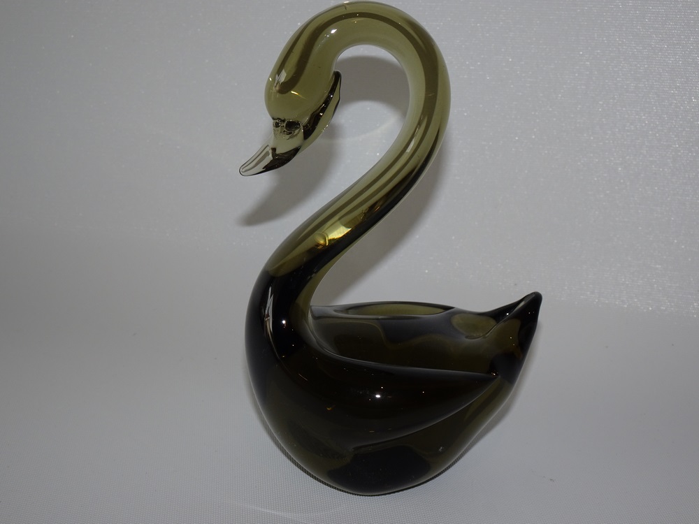 Vintage Murano Green Glass Swan