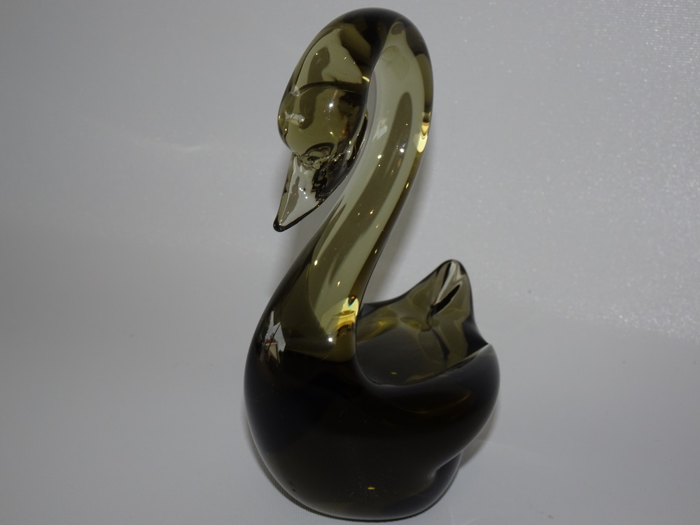Vintage Murano Green Glass Swan