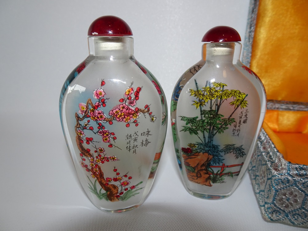 Pair of Chinese Glass Snuff Bottles