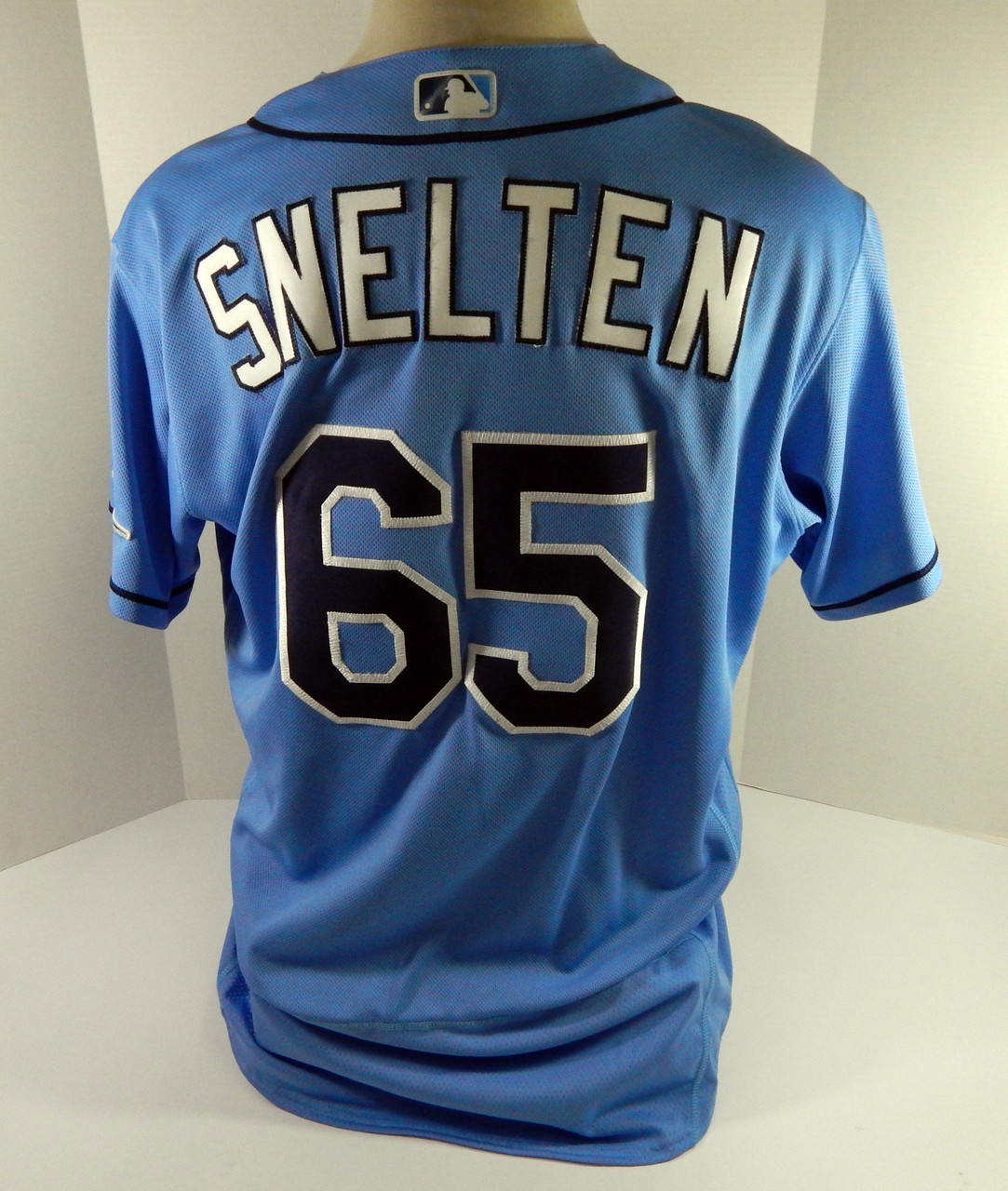 2020 Tampa Bay Rays DJ Snelten #65 Game Used Blue Jersey 48 DP46202