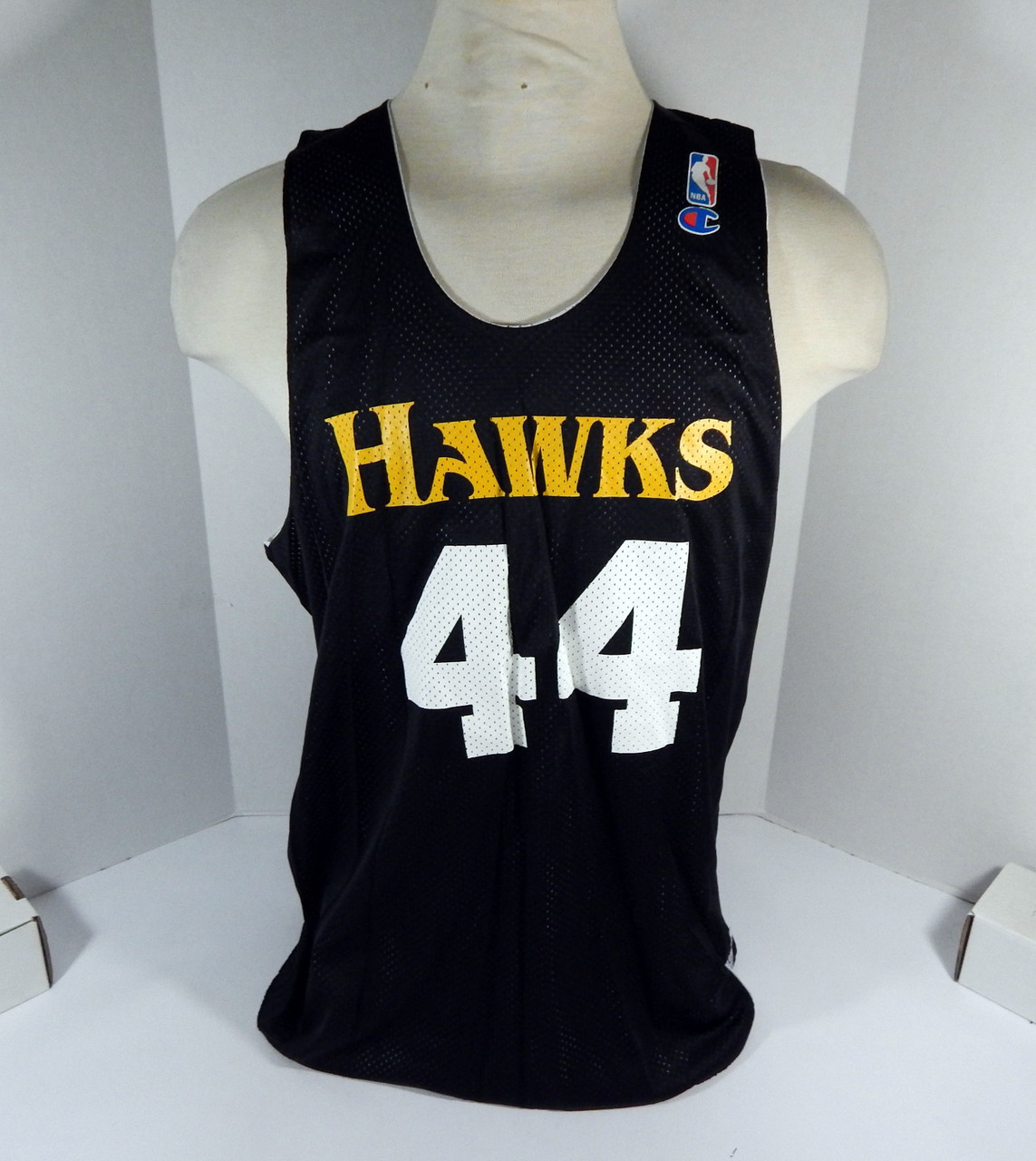 1990s Atlanta Hawks #44 Game Issued Black White Practice Jersey 2XL DP44699