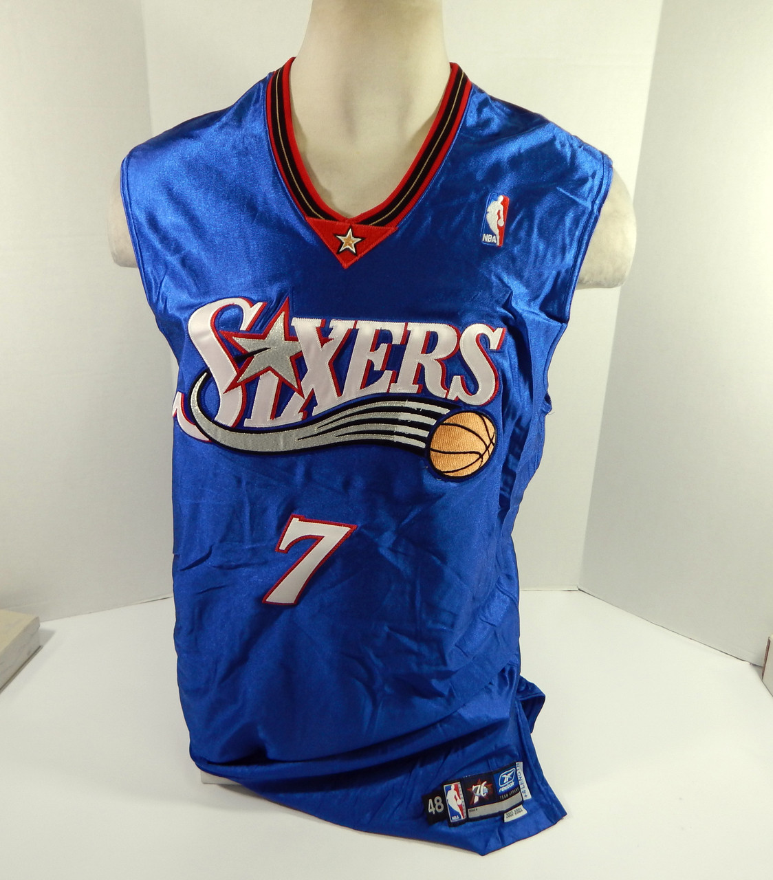 2002-03 Philadelphia 76ers John Salmons #7 Game Issued Blue Jersey 48 890