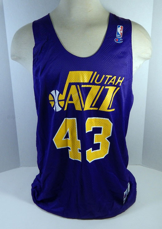1990s Utah Jazz #43 Game Issued White Purple Reversible Practice Jersey ...