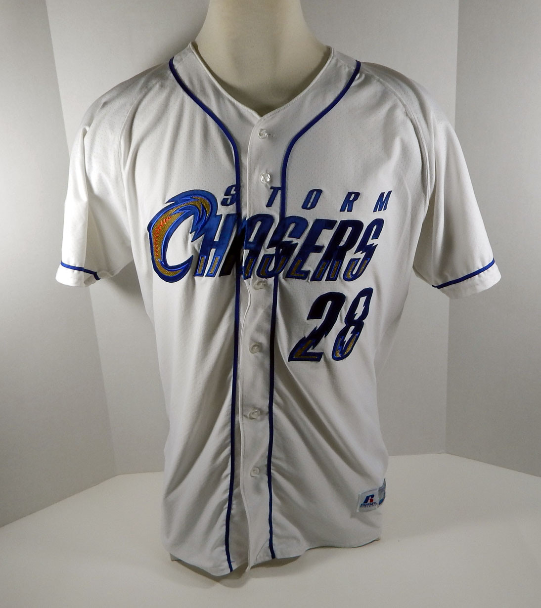 2019 Omaha Storm Chasers #28 Game Used White Jersey