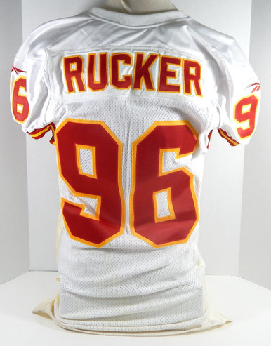1997 Kansas City Chiefs Rucker #96 Game Issued White Jersey 48 DP33184