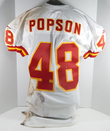 1998 Kansas City Chiefs Ted Popson #48 Game Issued White Jersey 44 DP33222
