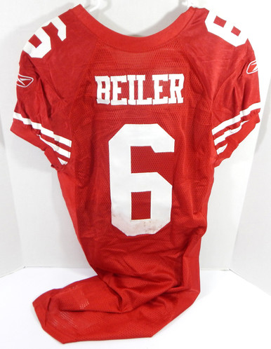 2010 San Francisco 49ers Tyler Beiler #6 Game Issued Red Jersey 42 DP37164