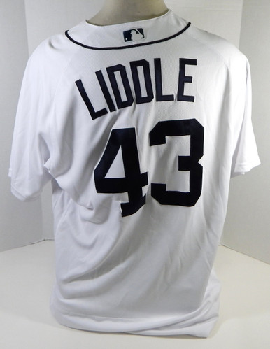 2019 Detroit Tigers Steve Liddle #43 Game Used White Jersey 52 759