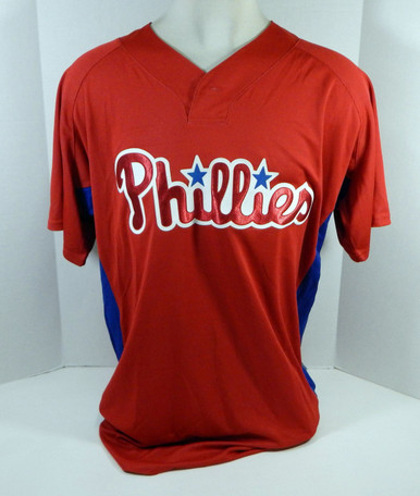 2007-10 Philadelphia Phillies Blank Game Issued Red Jersey ST BP 48 779S
