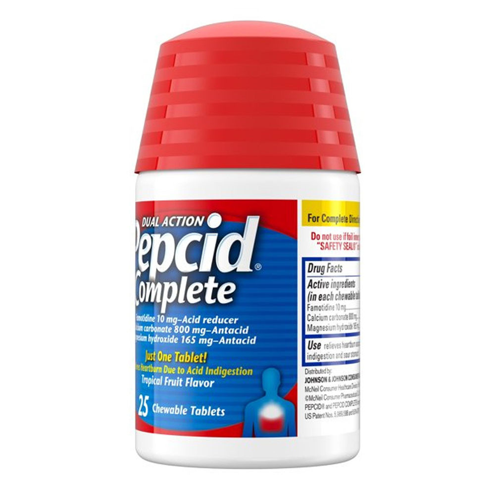 Pepcid Complete Acid Reducer And Antacid Chewable Tablets For Heartburn ...