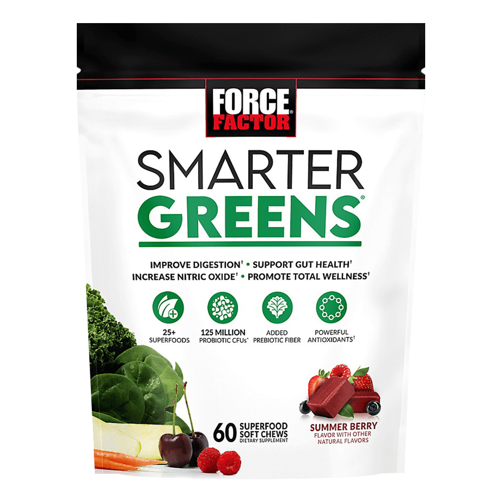 Force Factor Smarter Greens Summer Berry Flavor Superfood Soft Chews ...