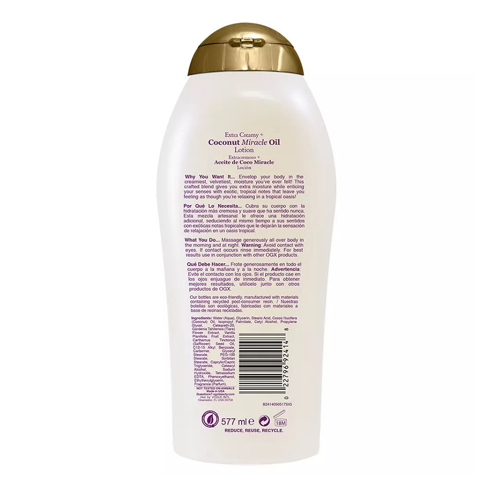 Ogx Ultra Moisture Extra Creamy Plus Coconut Miracle Oil Body Lotion ...
