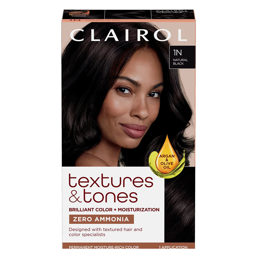 Clairol Textures and Tones Hair Color 1N Natural Black Moisturizing ...