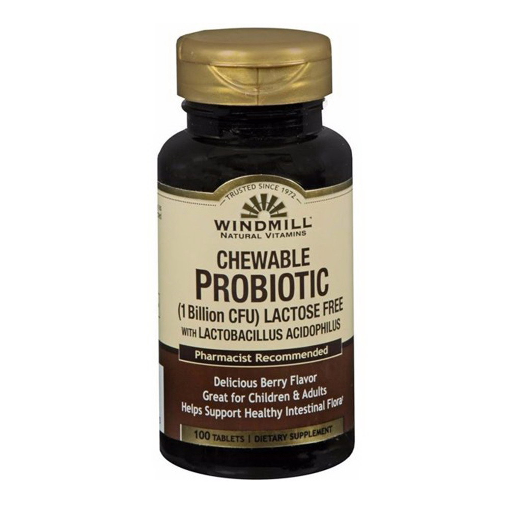 Windmill Chewables Probiotic Lactose Free Tablets, Berry, 100 ea ...