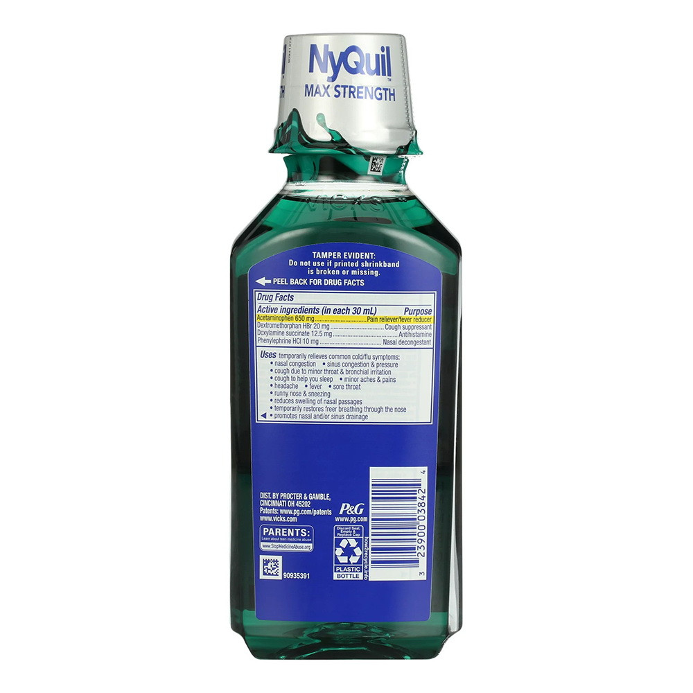 Vicks Nyquil Severe Cough Cold and Flu Nighttime Relief Liquid, 12 Oz