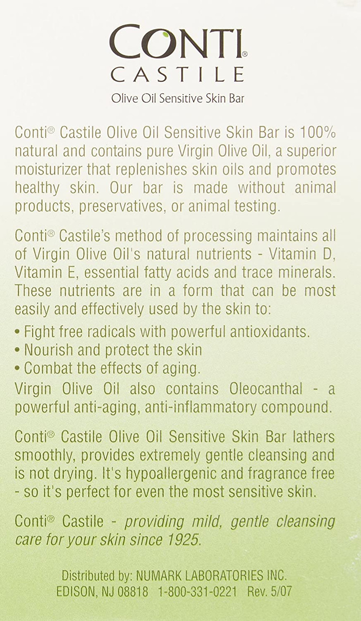 Conti Castile Pure Organic Olive Oil Bar Soap for Gentle Cleansing and ...