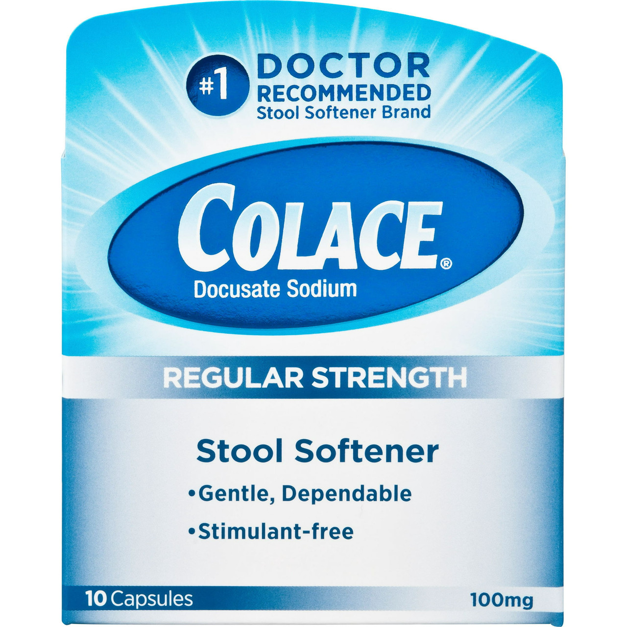 Colace Docusate Sodium 100 Mg Stool Softener Regular Strength Capsules ...