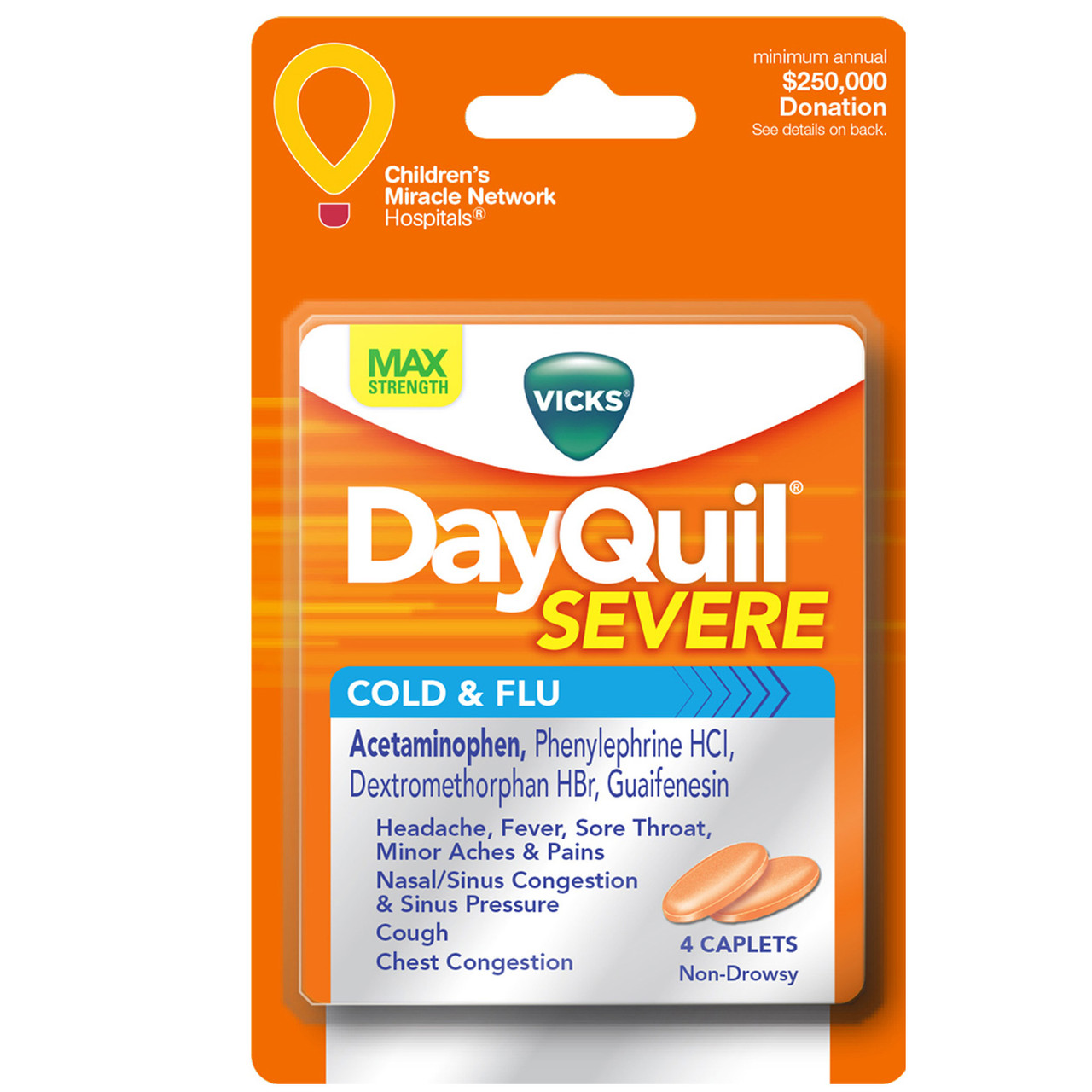 Vicks Dayquil Severe Cough Coldflu Relief Non Drowsy Caplets 4 Ea