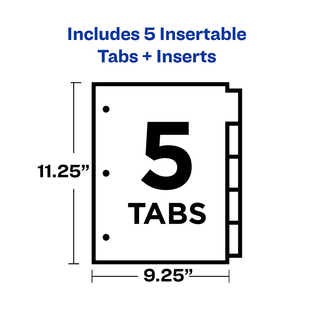 Avery Insertable Plastic Pocket Divider, Assorted, Big Tab, 5 Tab