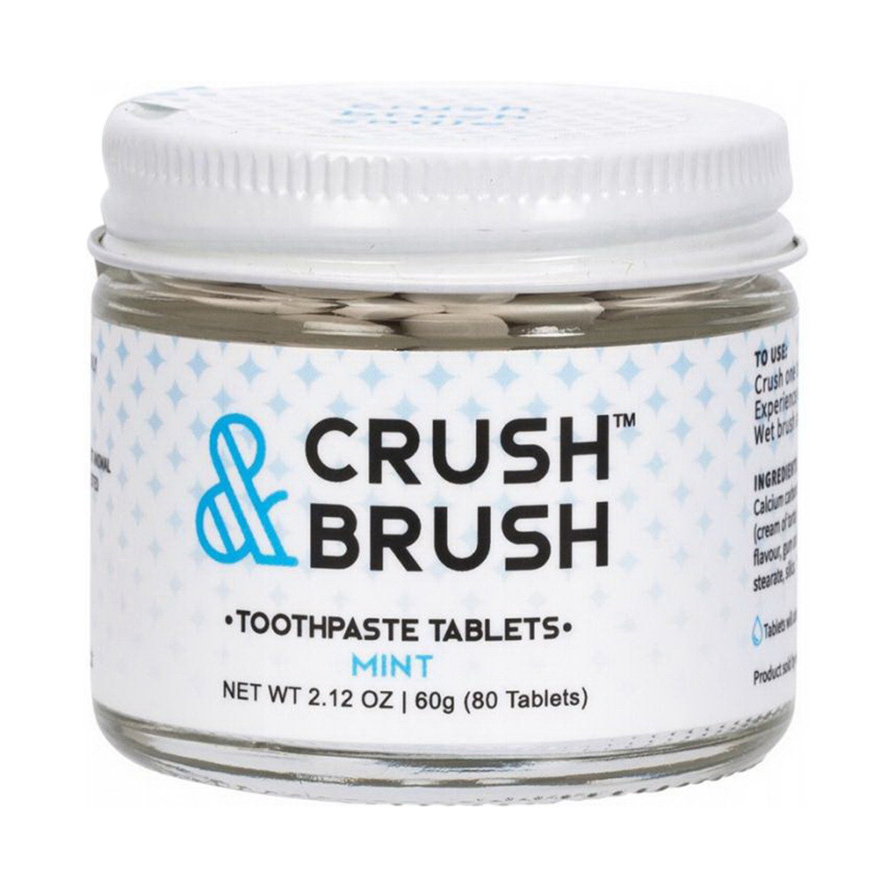 CRUSH & BRUSH Toothpaste Tablet Jar Mint 2.12 Oz