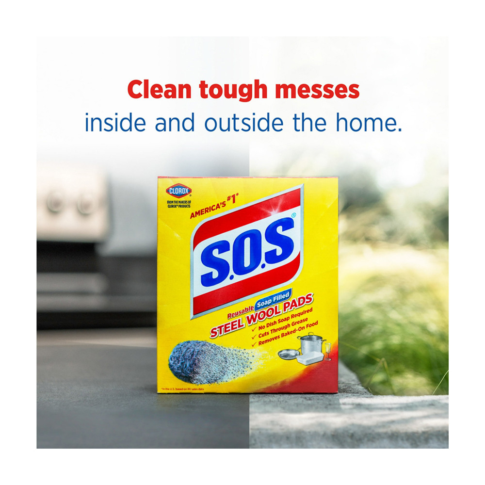 S.O.S Steel Wool Soap Scrubber Sponge Pads, 10 ct