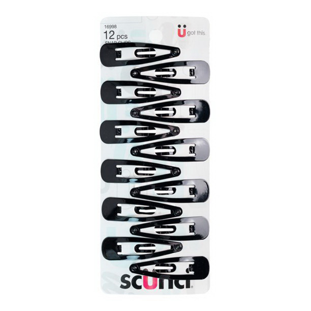Scunci Open-Center Snap Clip Hair Barrettes for All Day Hold, 12 Ea