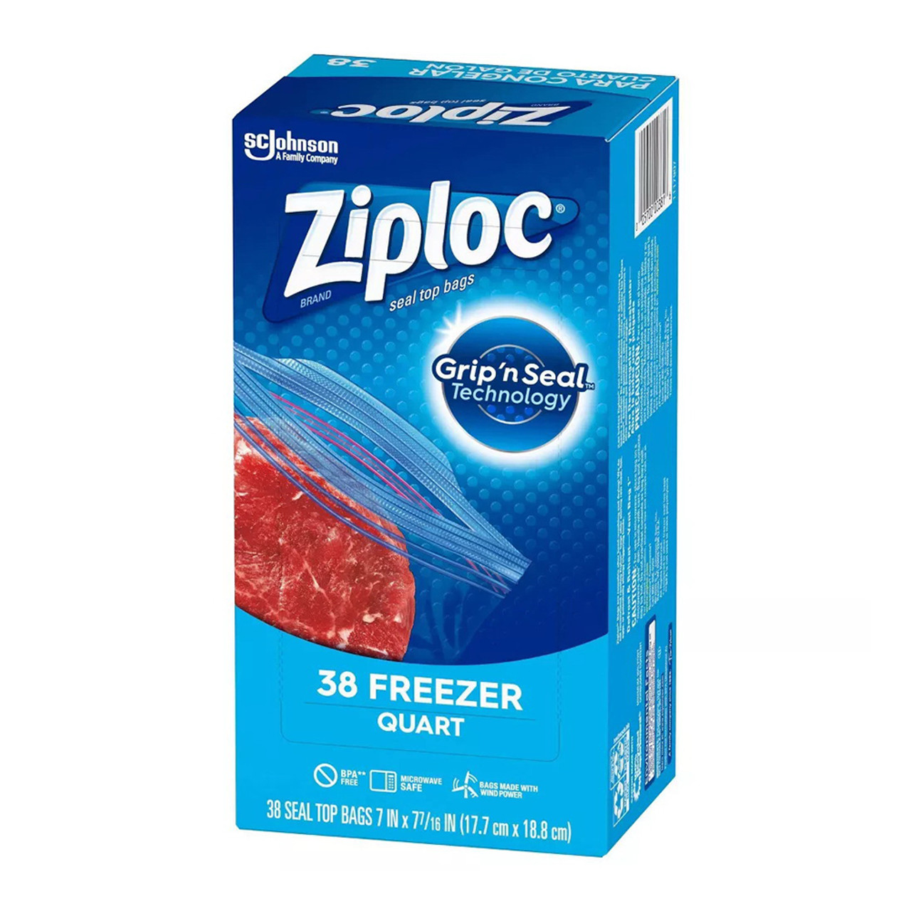 Ziploc Freezer Quart Bags With Grip N Seal Technology 38 Ea