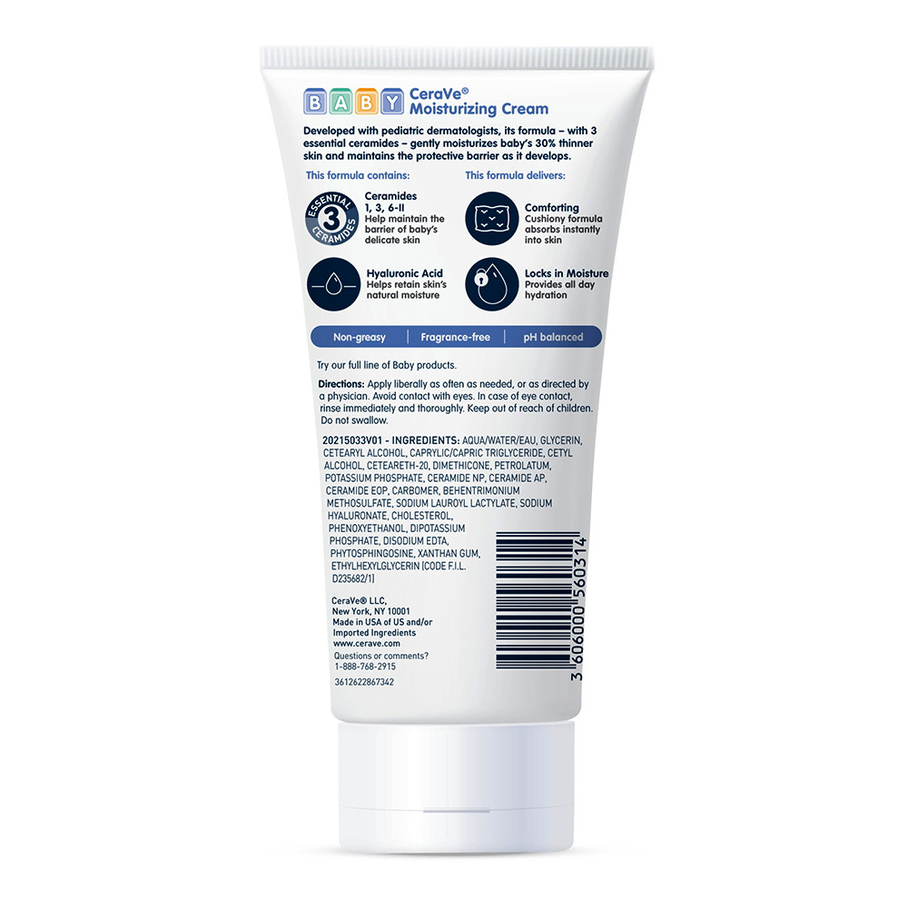 Cerave Baby Moisturizing Cream with Hyaluronic Acid and Ceramides ...