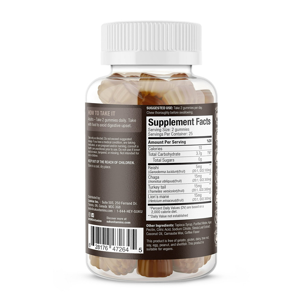 Suku Vitamins Super Mushroom Reishi Chaga, Turkey Tail And Lions Mane ...