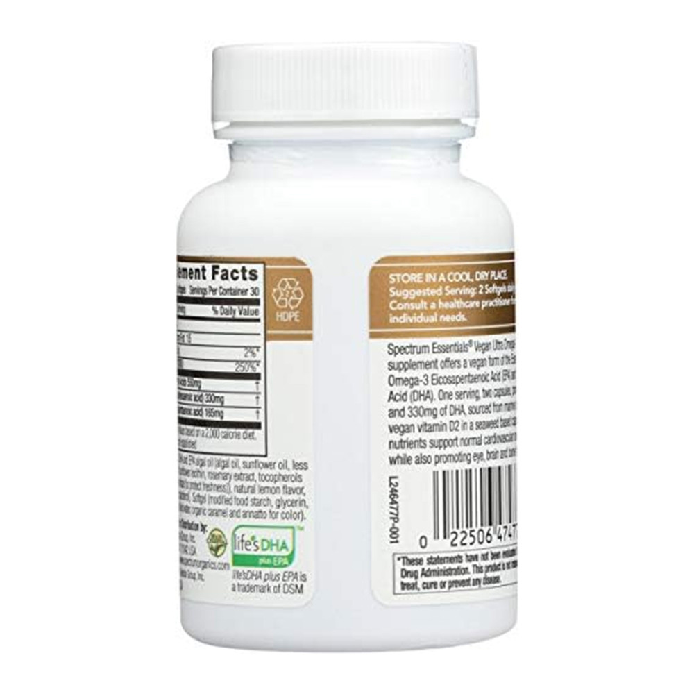 Spectrum Essentials Vegan Ultra Omega3 EPA and DHA with Vitamin D ...