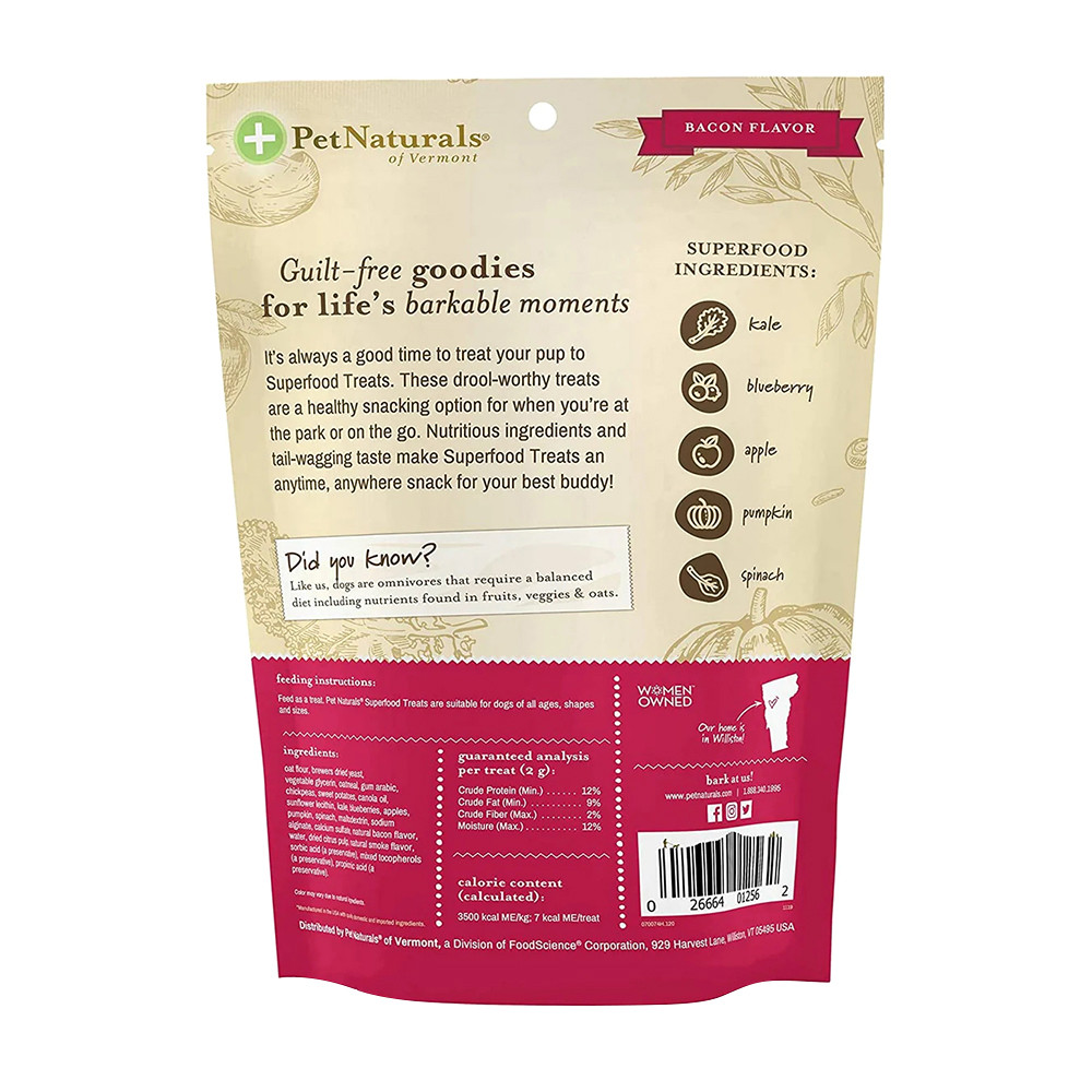 Pet Naturals Superfood Treats Healthy Snacks for Dog, Bacon Flavor, 120 Ea
