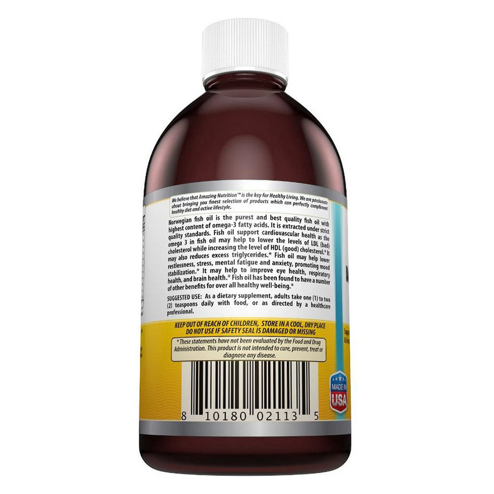 Amazing Omega Norwegian Liquid Fish Oil Lemon Flavor Heart Support 16Oz ...