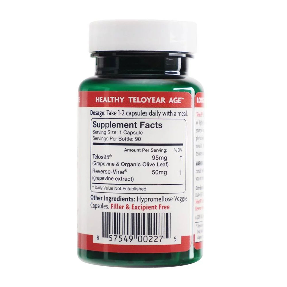 Longevity by Nature Telos95 Telomere Health Support Capsules, 90 Ea
