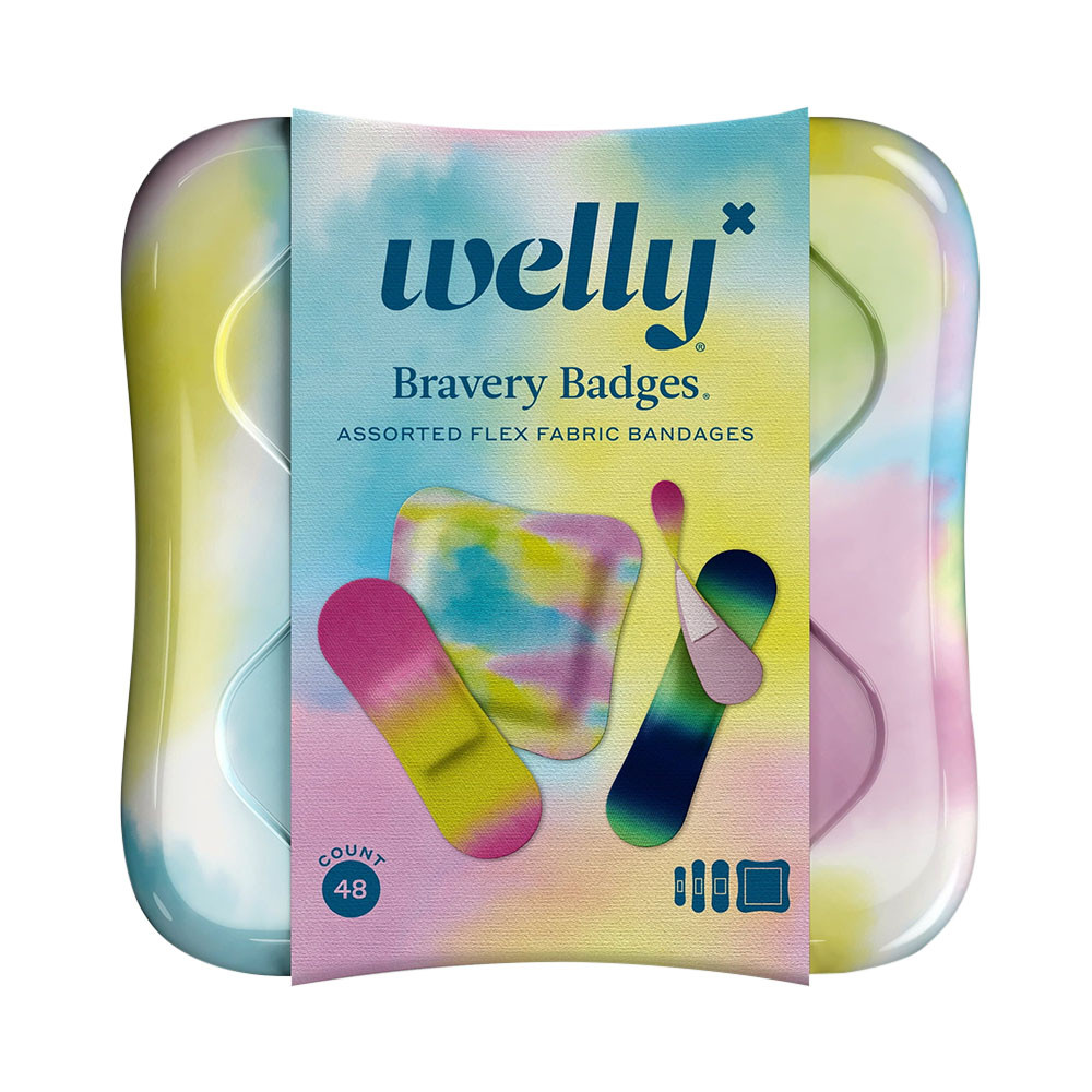 Welly Bravery Badges Assorted Colorwash bandages, 48 Ea