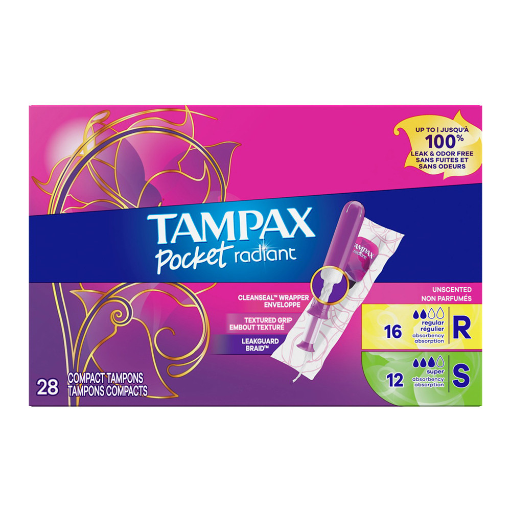 Tampax Pocket Radiant Compact Tampons Duo Pack Regular And Super ...