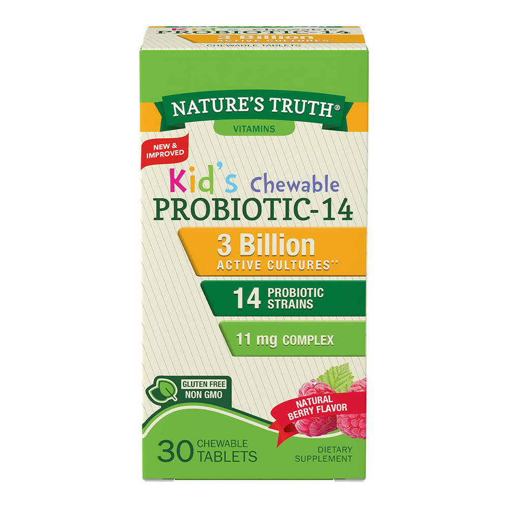 Natures Truth Probiotic 14 Kids Chewable 3 Billion Supplement, Natural ...