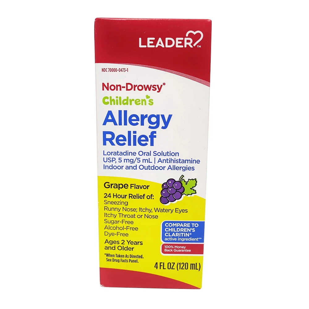 Leader Childrens Allergy Relief Loratadine Oral Solution, Grape Flavor ...