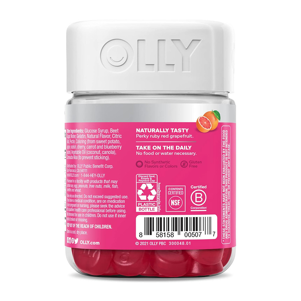 Olly Undeniable Beauty Gummies for Hair, Skin and Nails, Grapefruit ...