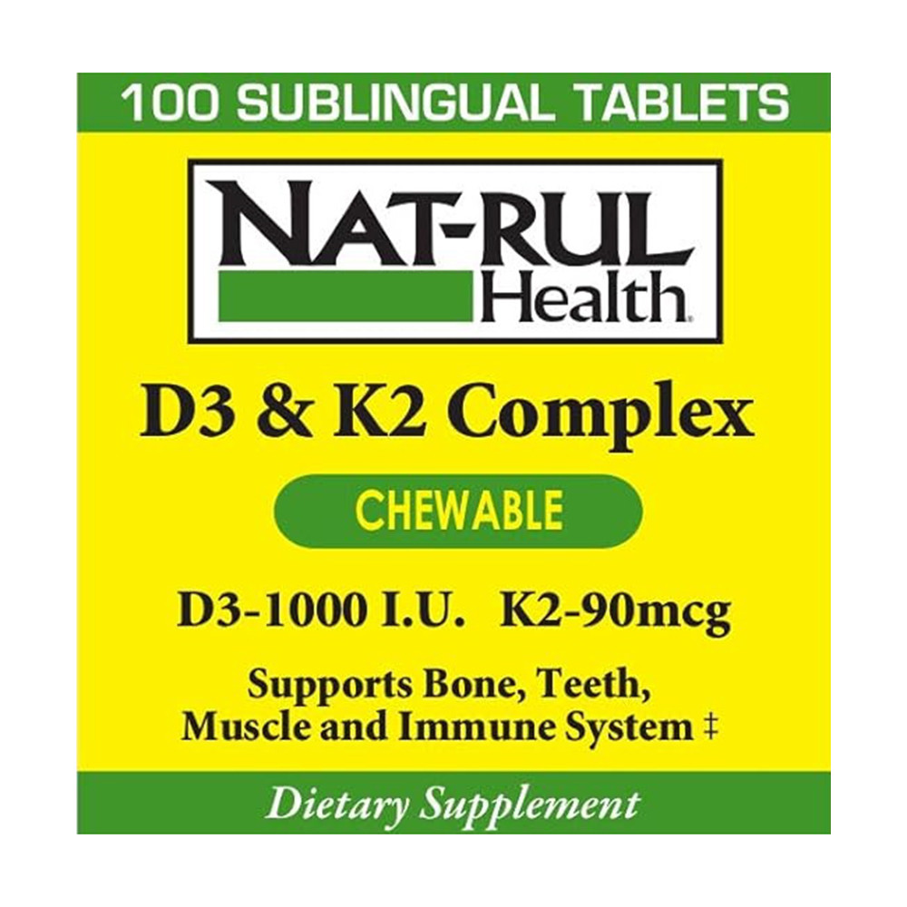 Nat Rul Health D3 and K2 Complex Chewable Tablets, 100 Ea