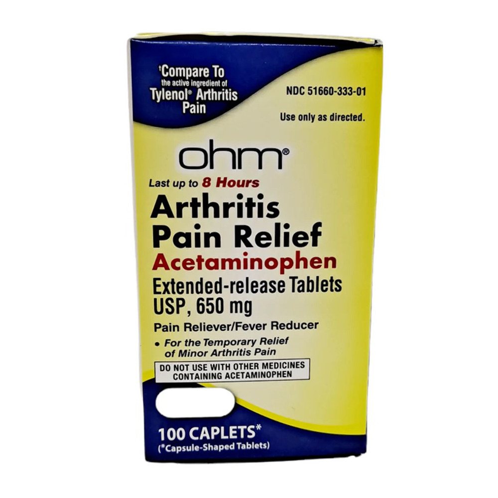 OHM Arthritis Pain Relief Acetaminophen 650 Mg Tablets, 100 Ea
