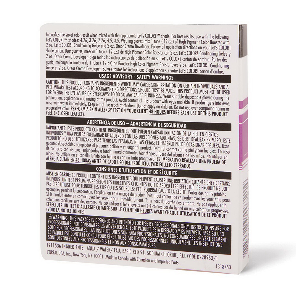 LOreal Lets Color Permanent Haircolor Violet High Pigment Color Booster ...