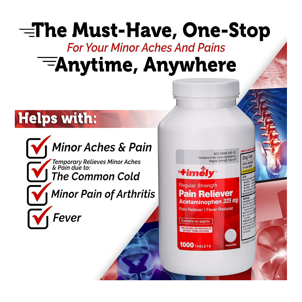 Timely by Time Cap Labs, Regular Strength Pain Relief Tablet, 325 MG ...