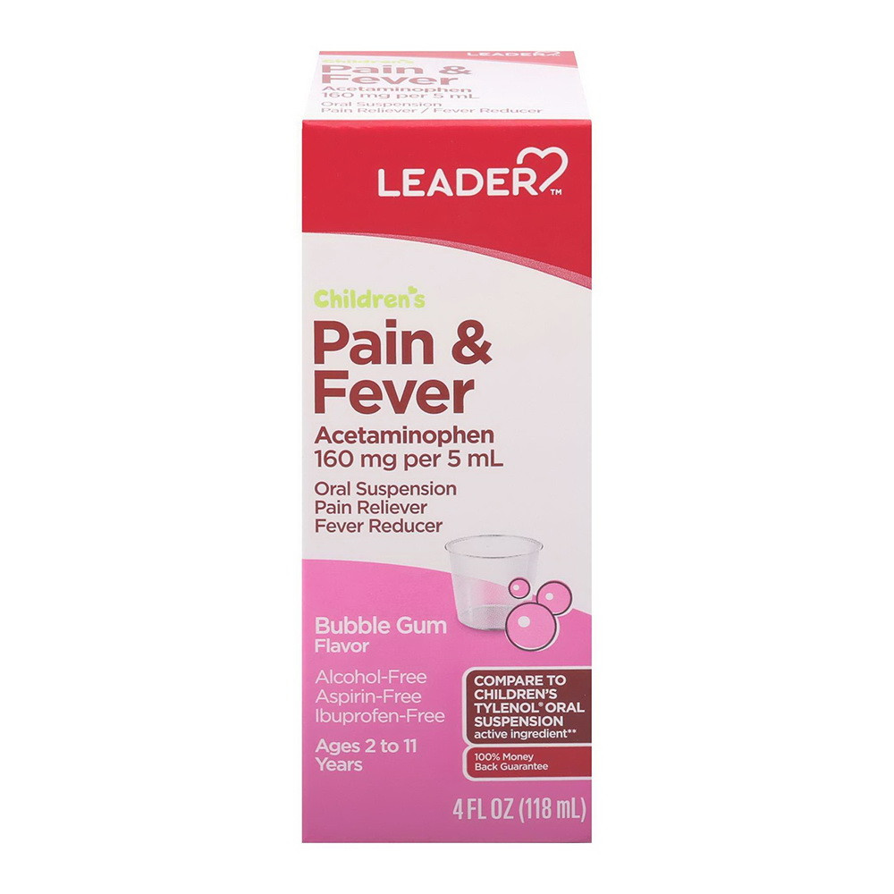 Leader Childrens Acetaminophen Oral Suspension Bubblegum Flavor for ...