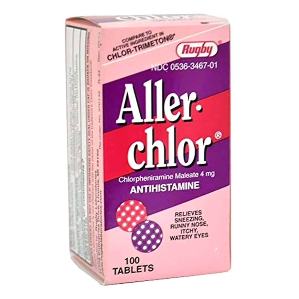 Rugby Aller Chlor Chlorpheniramine Maleate 4Mg Tablets, 100 Ea