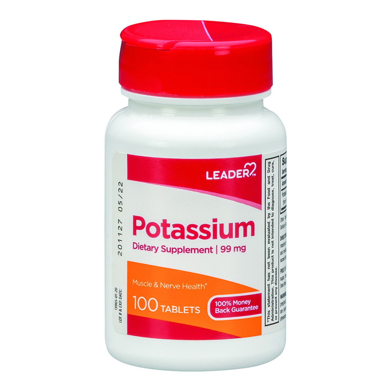 Leader Potassium, Dietary Supplement, 99 Mg Tablets, 100 Ea