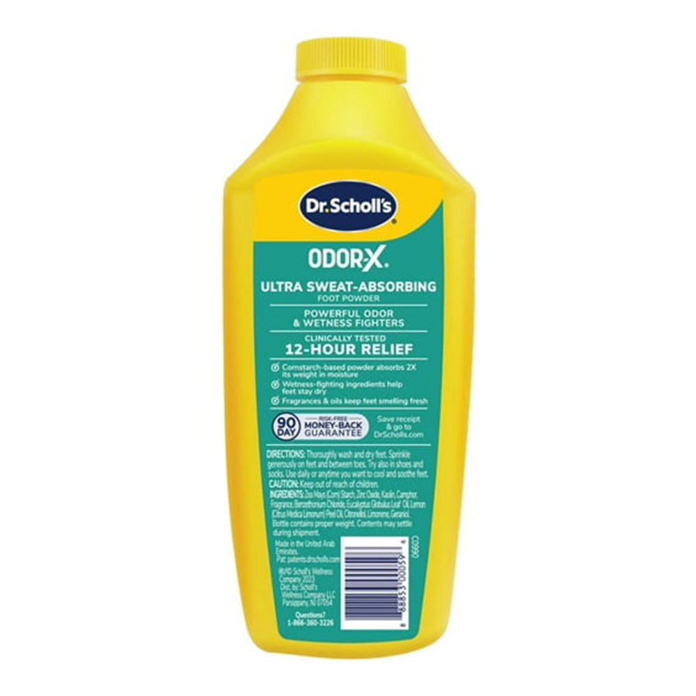 Dr. Scholls Odor-X Ultra Sweat Absorbing Foot Powder For Maximum Sweat ...