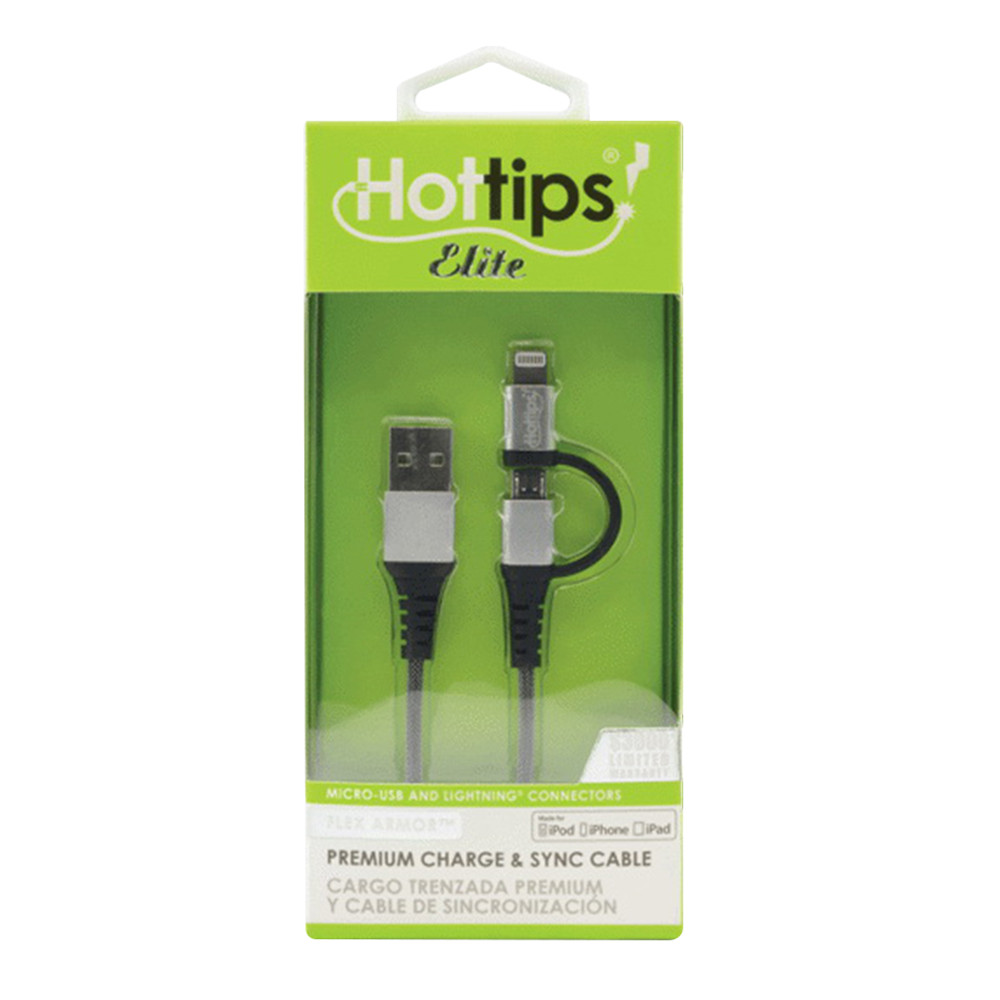 Hottips Micro Usb Cable With MFI Lightning Adapter, 1 Ea